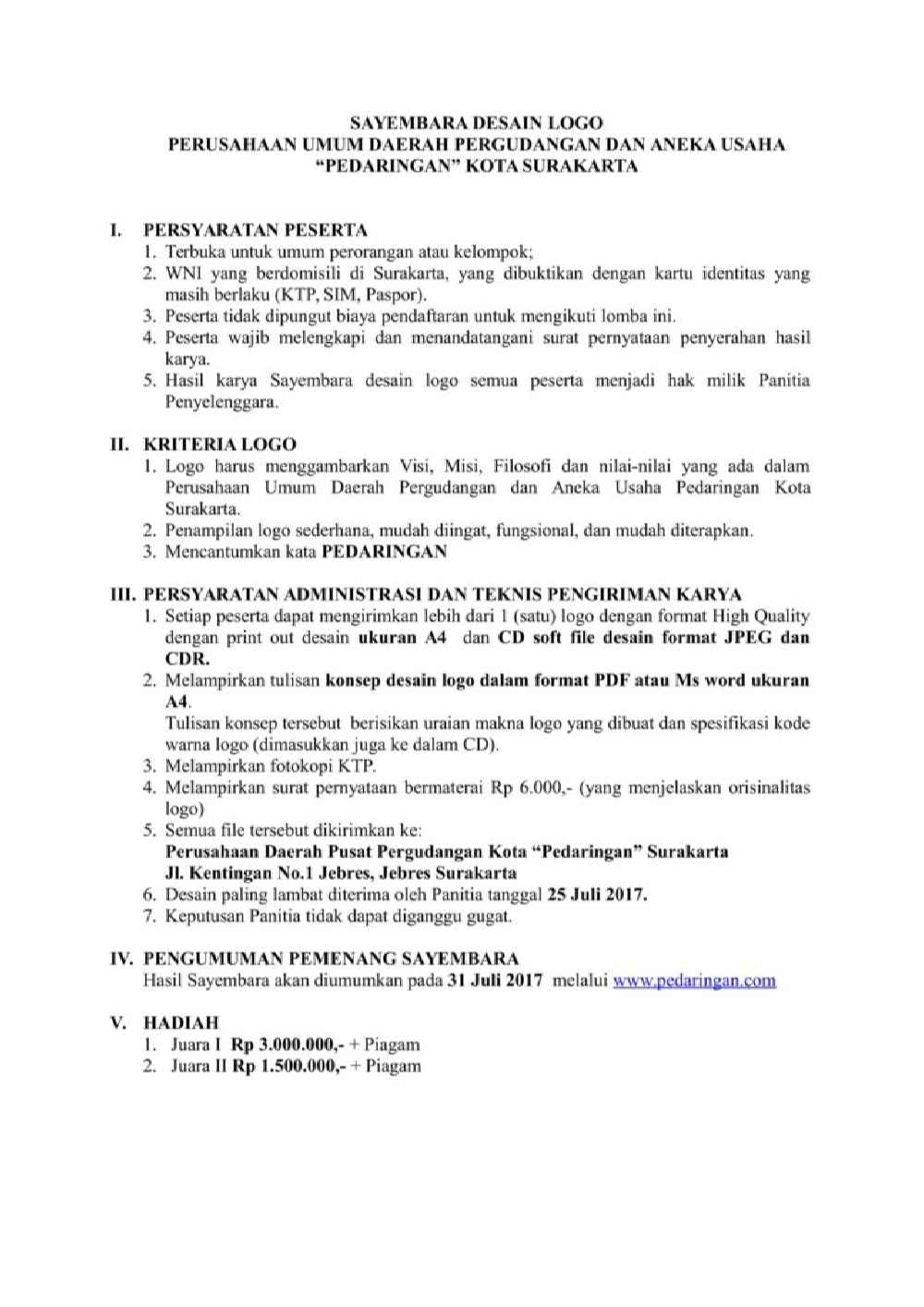 LOMBA DESAIN LOGO – PPK PEDARINGAN